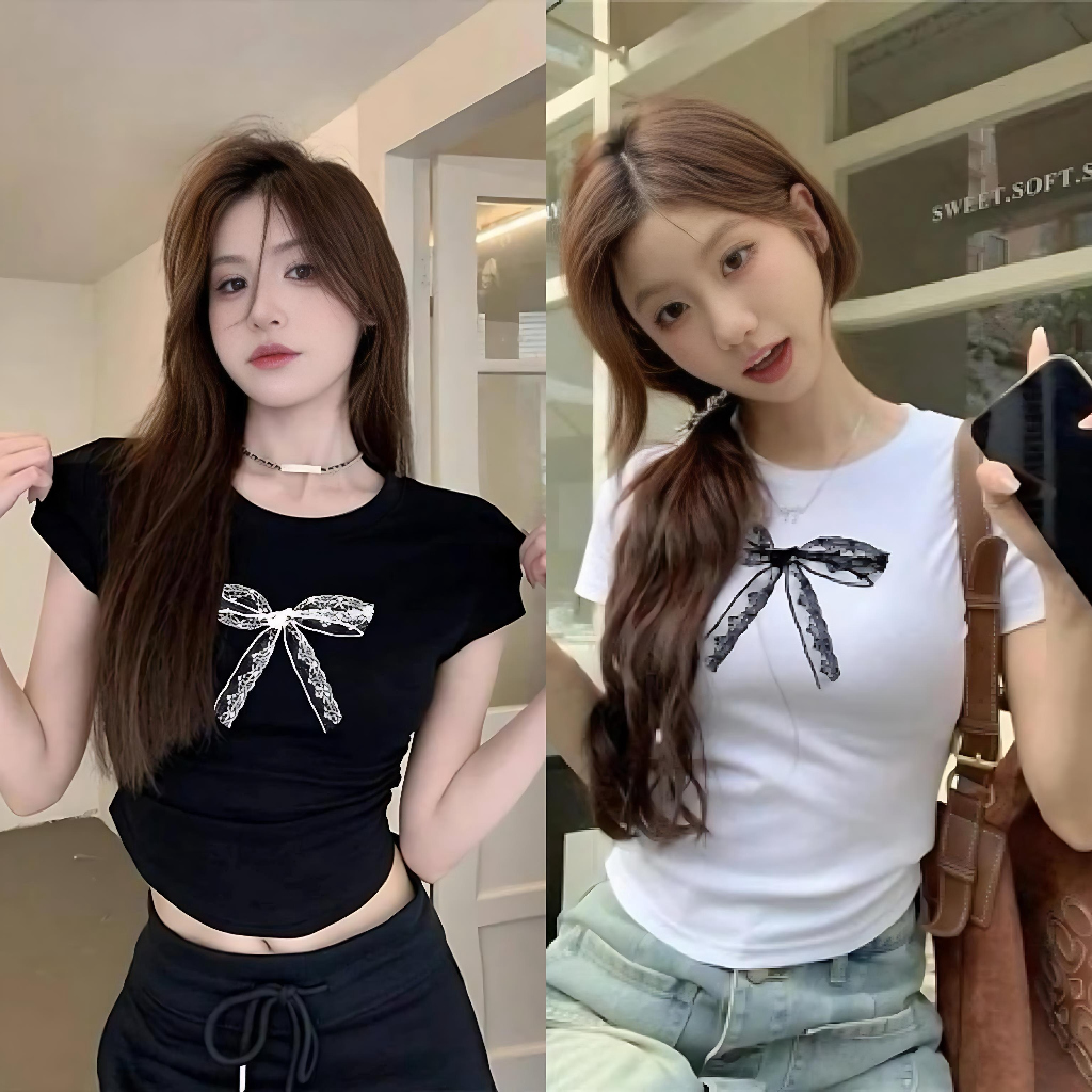 Jual Crop LASO 02 / Crop Top Wanita LASO Ribbon Knit Rib / Baju Crop ...