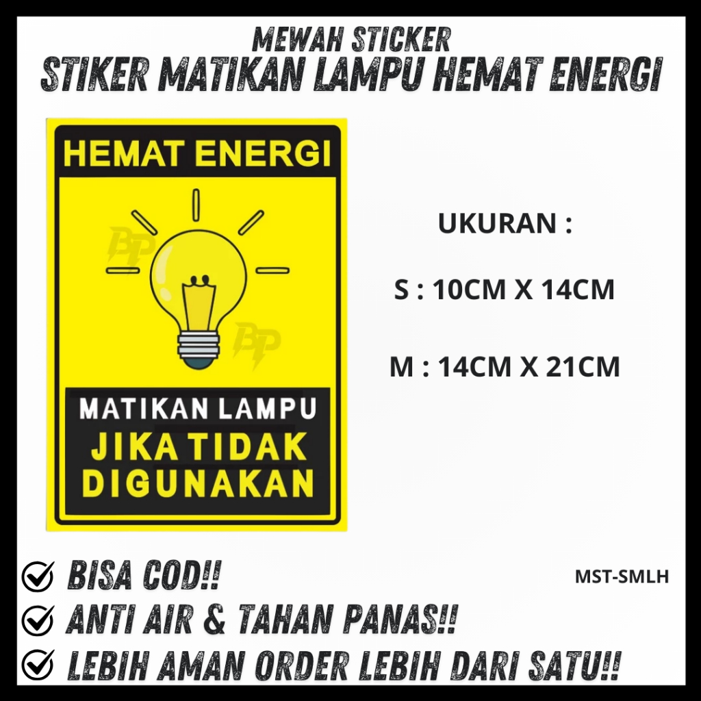 Jual Sticker Matikan Lampu / Sticker Harap Matikan Lampu / Sticker Hemat Energi / Sticker Hemat ...