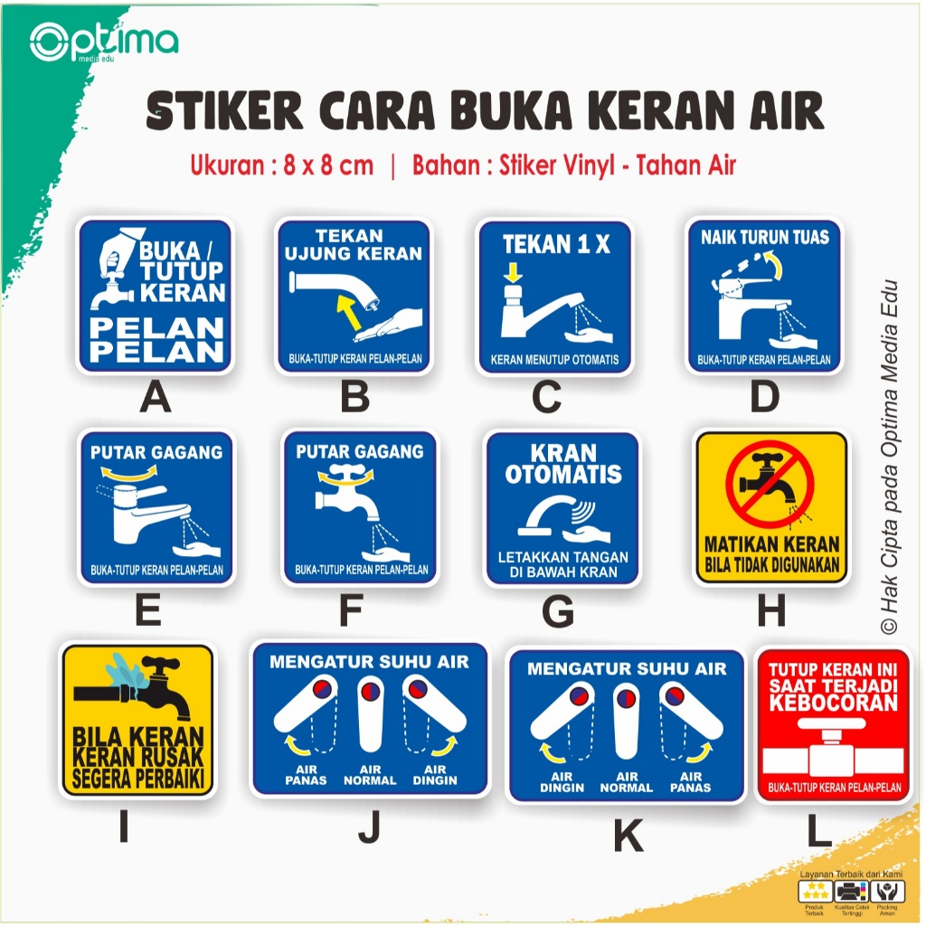 Jual STIKER MATIKAN KERAN, Cara membuka Tutup Keran / Kran, Kran ...
