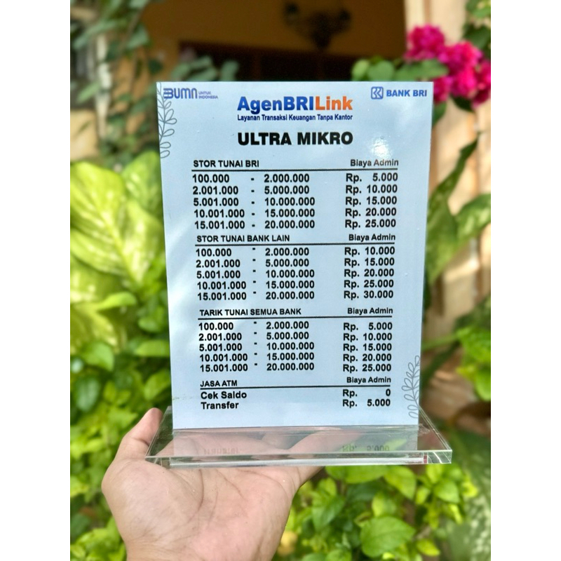 Jual (BISA CUSTOM TARIF) AKRILIK AGEN BANK BRI BRILINK BRI-LINK UKURAN ...