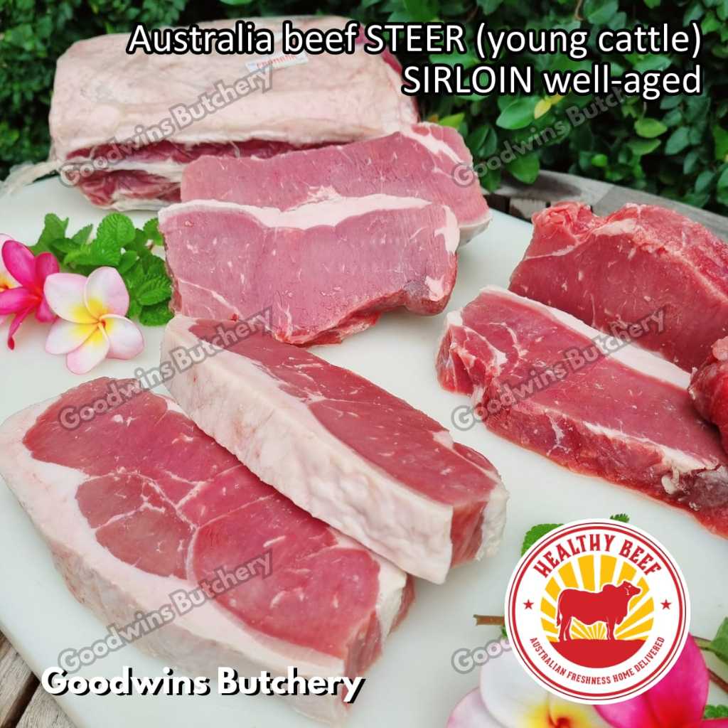 Jual Beef SIRLOIN Australia STEER (young cattle) Healthy Beef aged-frozen STEAK CUTS daging sapi ...