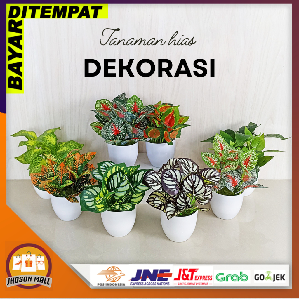 Jual JM Tanaman Pot Daun Hias Plastik Dekorasi Rumah Daun Artificial ...