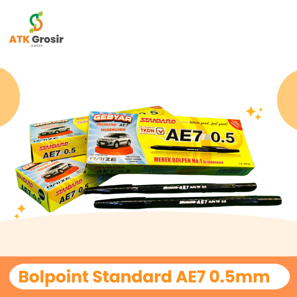 Jual Ballpoint Standard AE7 Alfa Tip 0,5mm (1 Pack Isi 12 Pcs) (S:DZN) | Shopee Indonesia