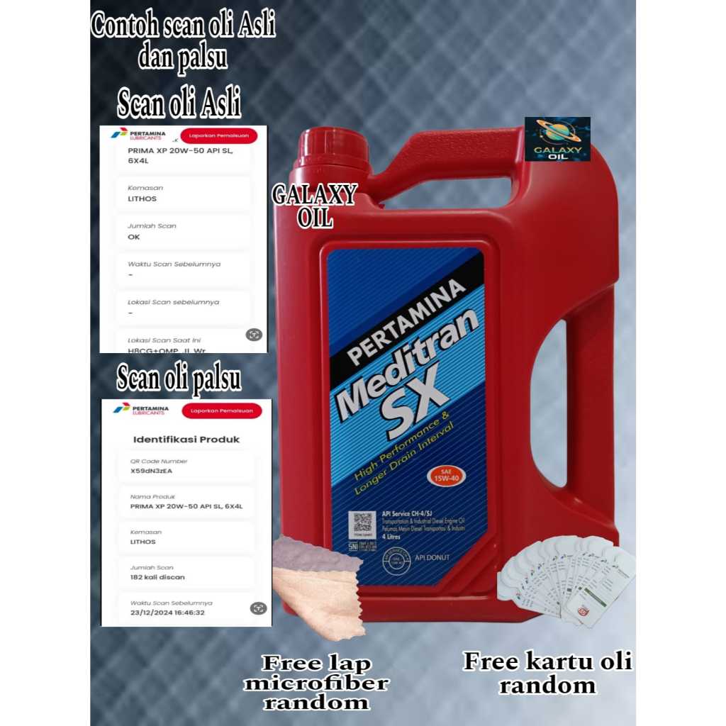 Jual OLI MESIN PERTAMINA MEDITRAN SX SAE 15W-40 4 LITER DIESEL SOLAR GALON( 1 PCS KARTU OLI ...