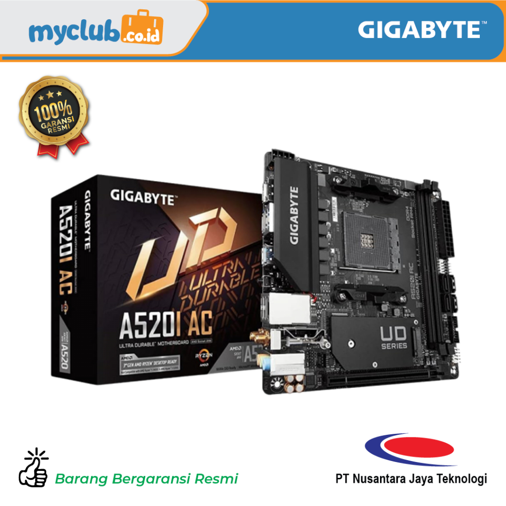 Jual Gigabyte Motherboard AMD A520I AC Socket AM4 Mini-ITX 2 x DDR4 ...