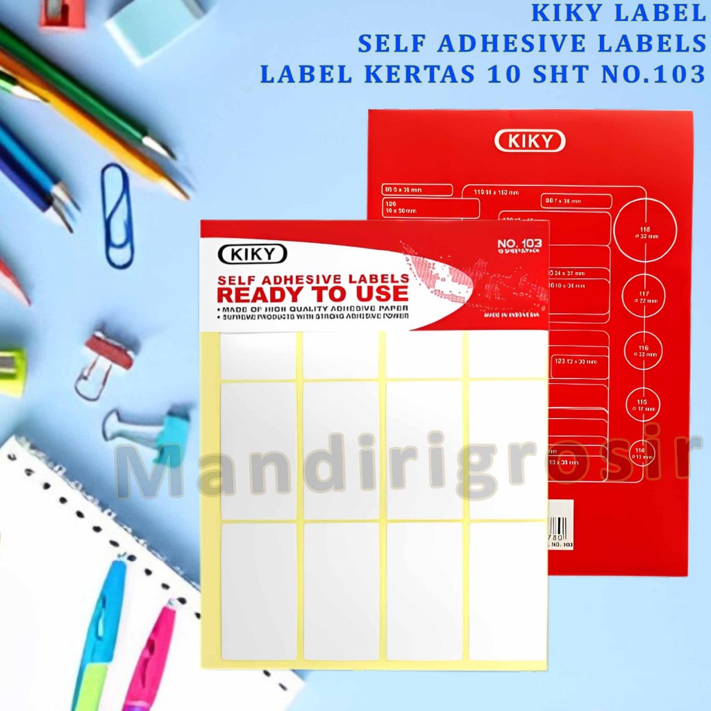 Jual Stiker Label Kertas - Kiky - Self Adhesive Labels - Isi 10 Sheets ...