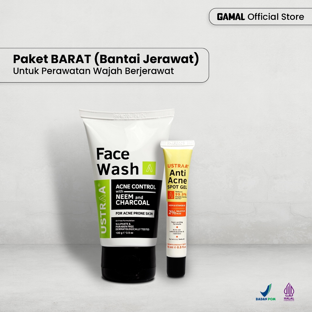 Jual GAMAL | Paket BARAT (Bantai Jerawat) | Ustraa Face Wash Neem ...