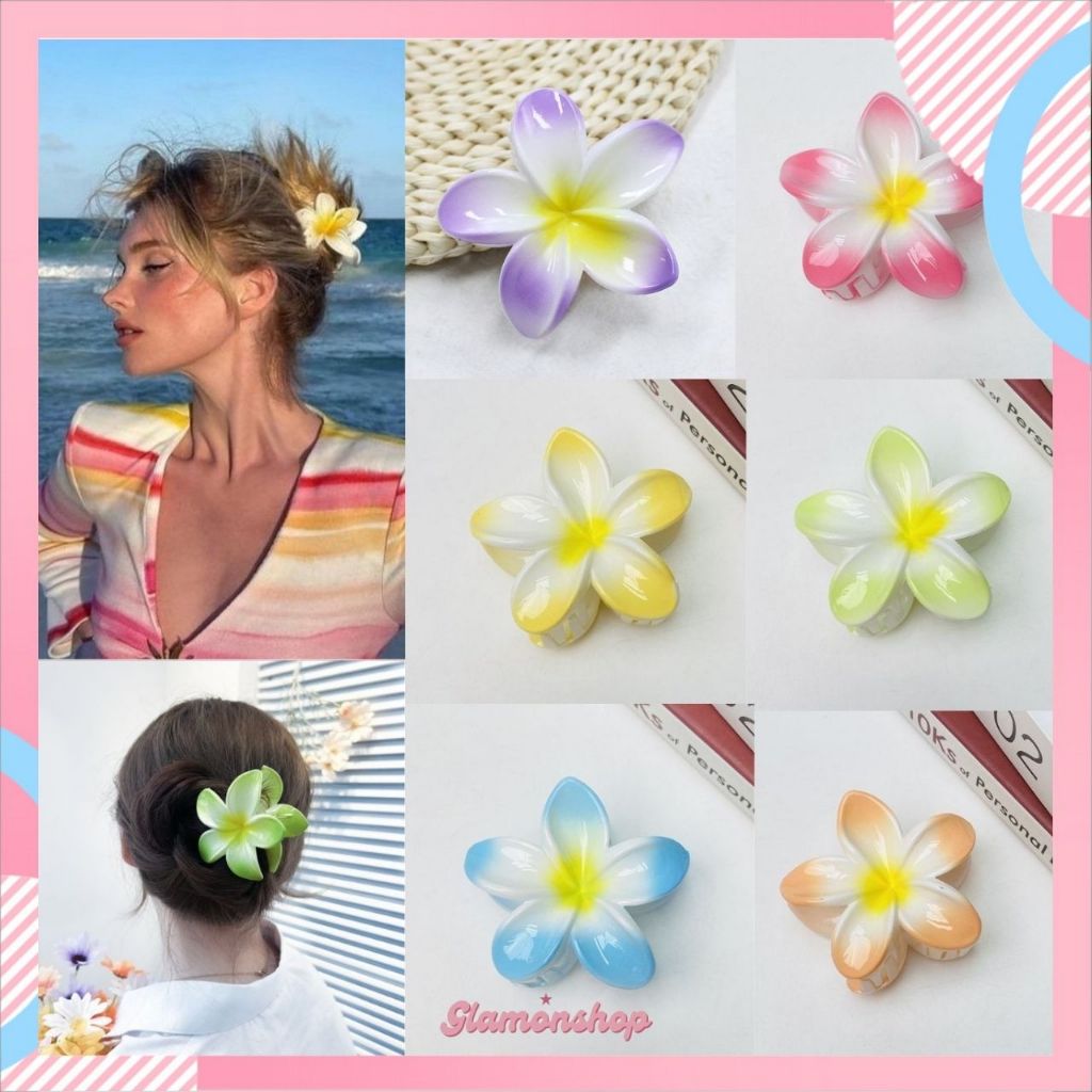 Jual GS JR678 Jedai Bunga Kamboja Gradasi 8 Cm Hair Clip Flower Jepit ...