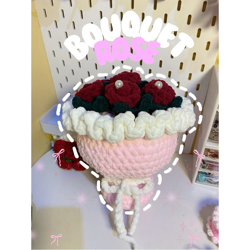 Jual Buket bunga rajut jumbo/crochet bouquet flower rose | Shopee Indonesia