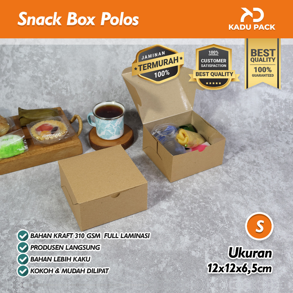 Jual Isi 50 Pcs Snack Box Polos Laminasi | 12x12 | 12x14 | 12x16 ...