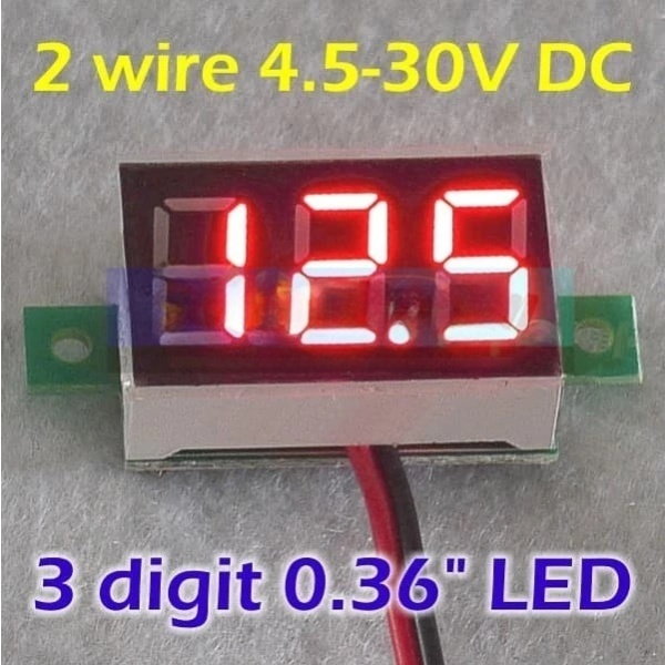 Jual Voltmeter Digital Mini Tanpa Frame 4.8-30V DC Dua Kabel Pengukur ...
