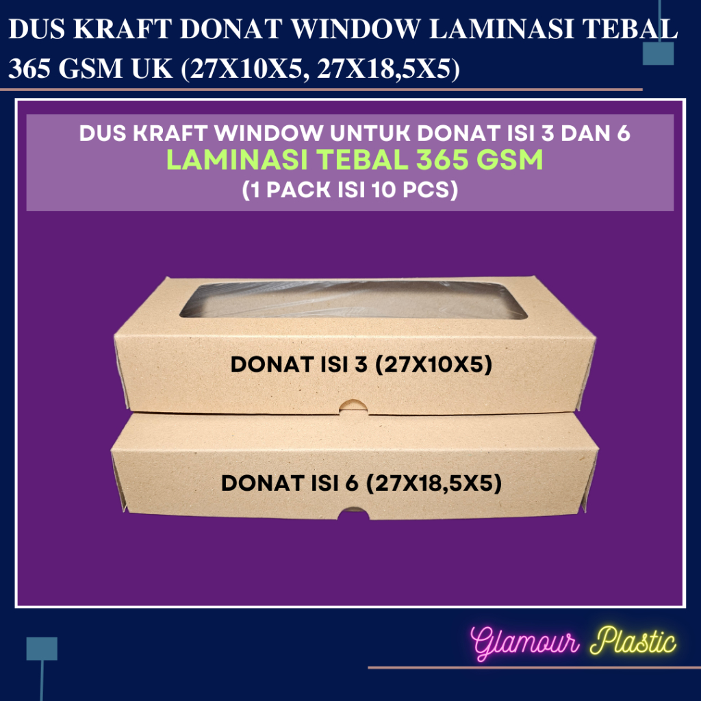 Jual BOX DONAT ISI 3 DAN 6 Window Laminasi TEBAL 365 GSM UK 27X10X5 ...