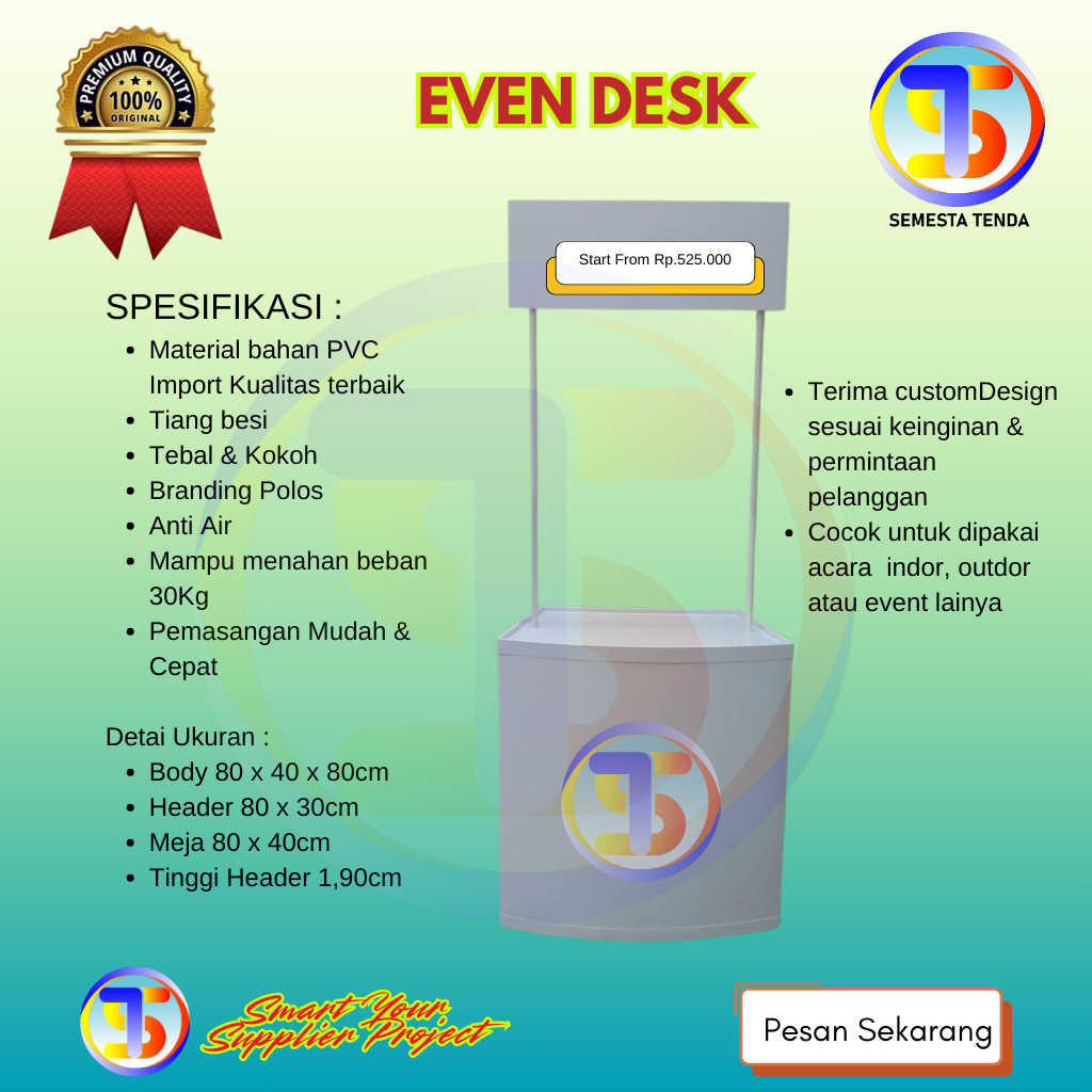 Jual MEJA BOOTH PORTABLE / EVENT DESK / MEJA PROMOSI JUALAN POLOS ...