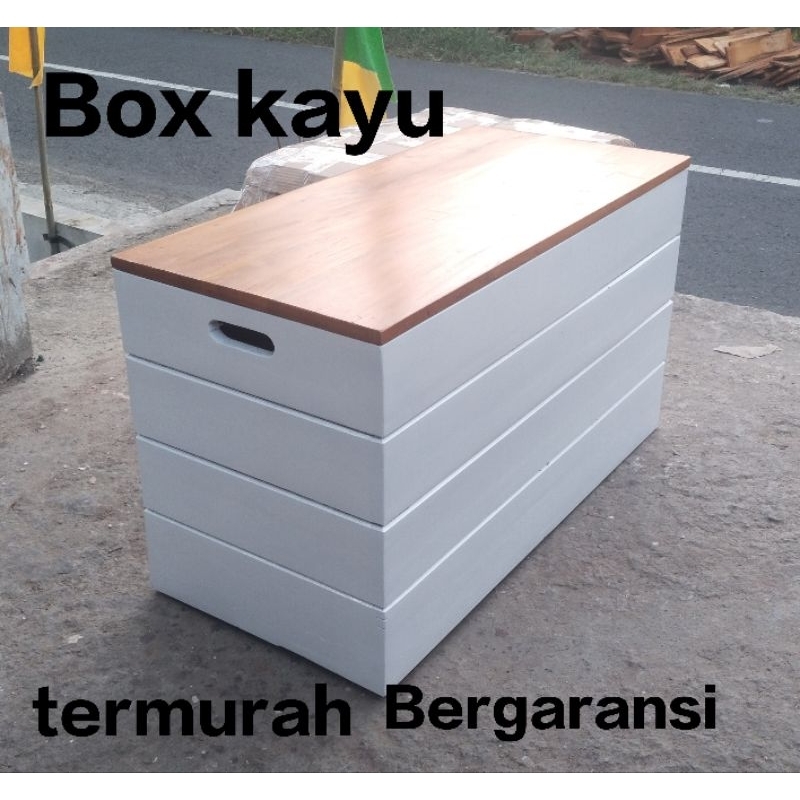 Jual wooden crate box kayu tempat penyimpanan plus tutup 100-120*30 ...