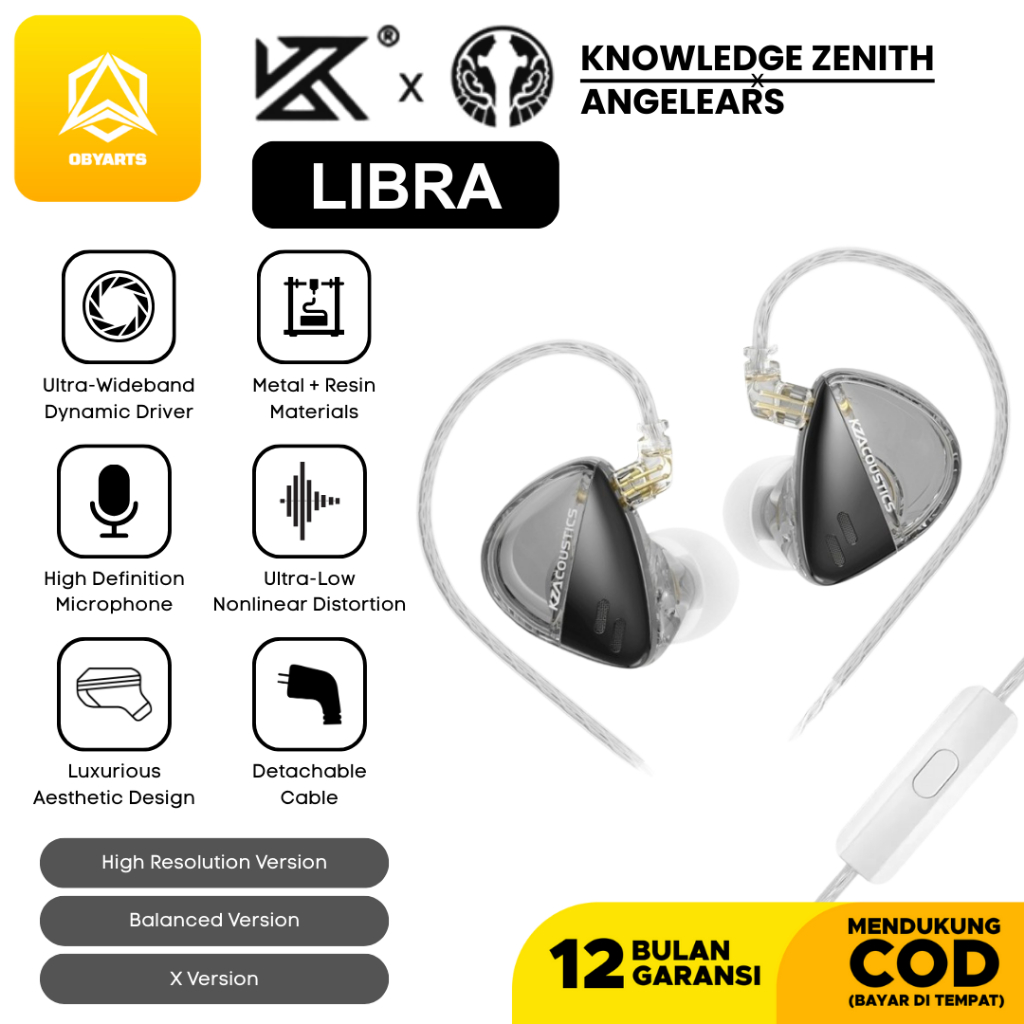 Jual KZ x Angelears Libra with Mic IEM Single Dynamic Driver in Ear ...