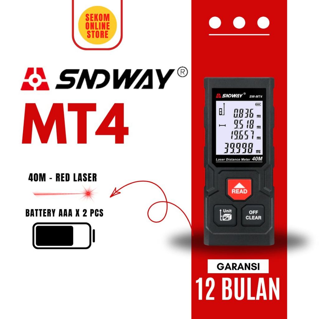 Jual SNDWAY Laser Distance Meter MT4 - Alat Ukur Jarak 40m Digital ...