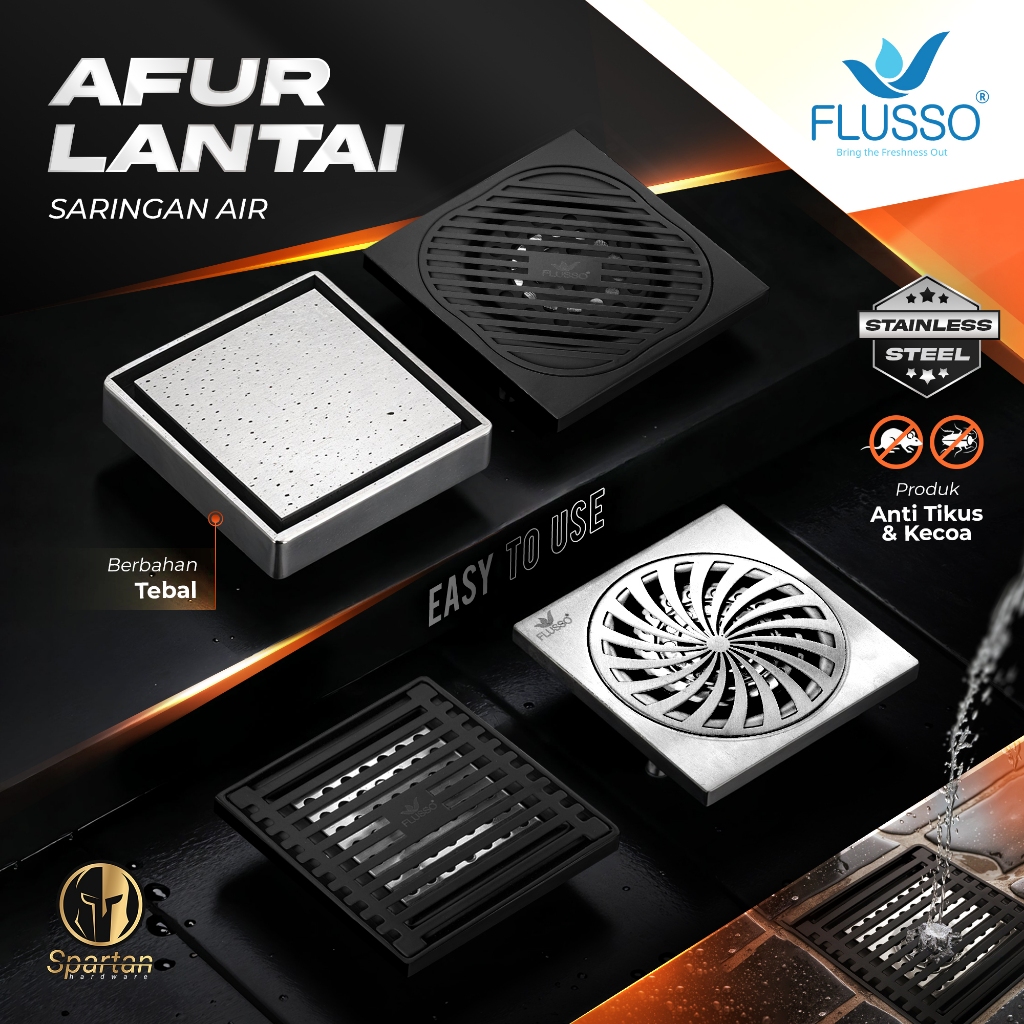 Jual Flusso Floor Drain Afur Lantai Saringan Got Kamar Mandi Stainless ...