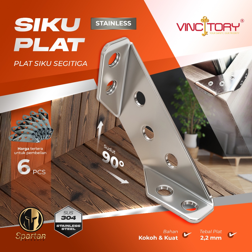 Jual Siku Ambalan Sudut Bracket Plat Bingkai Segitiga Stainless ...