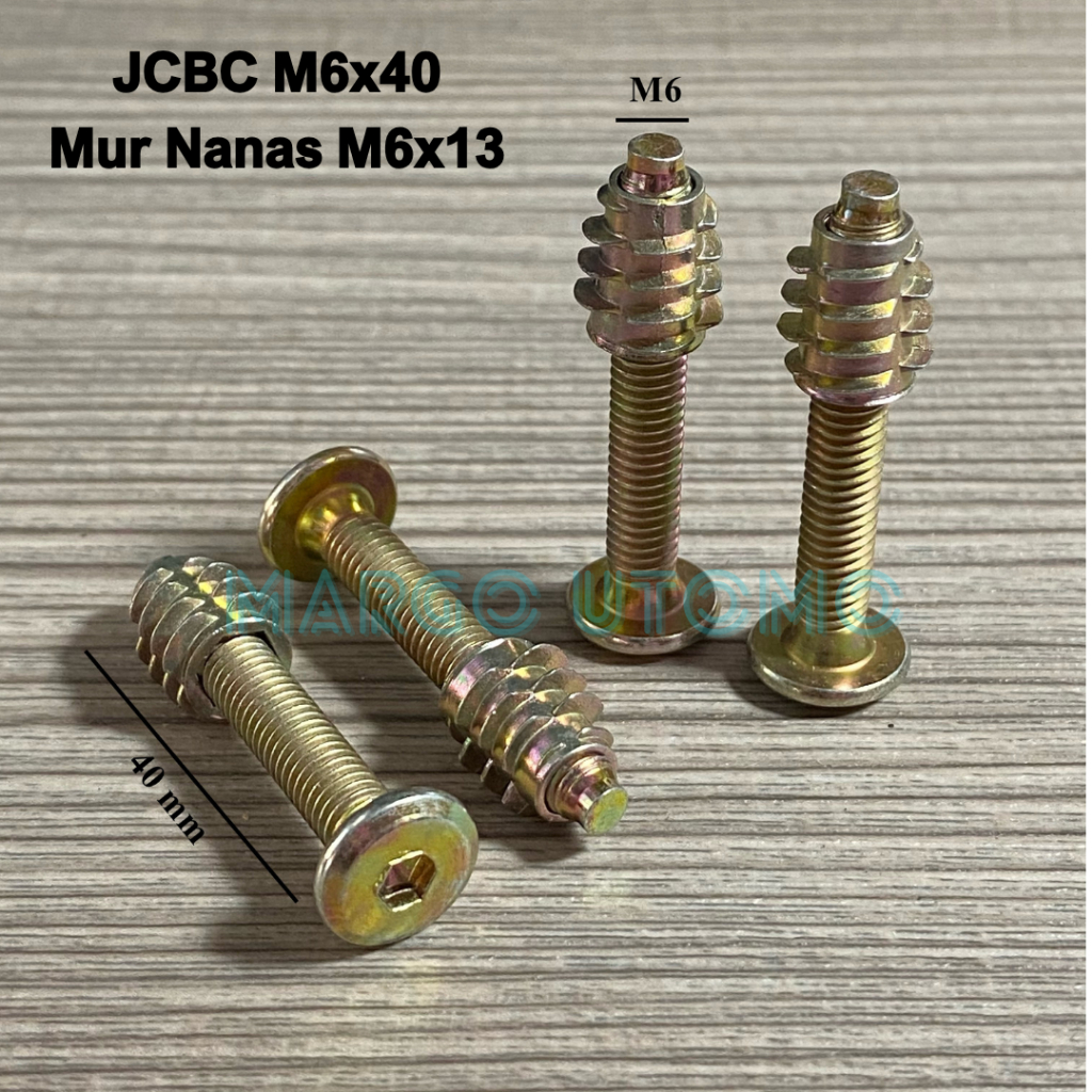 Jual Baut JCBC M6x40 Knock Down Kunci L4 dan Mur Nanas M6x13 | Shopee Indonesia