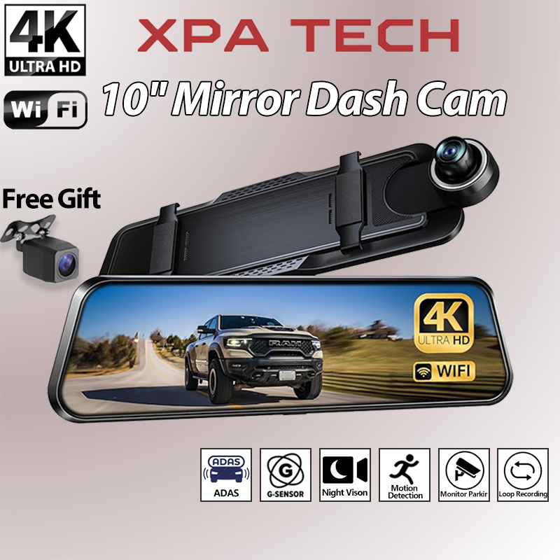 Jual 10 Inch 4K Mirror Dash Cam ADAS Driving Assistance Buit-in Wifi ...