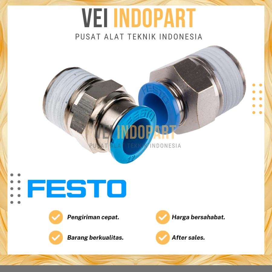 Jual QS-1/8-6 FESTO / One Touch Fitting Lurus Male Slip Lock Socket Push In Connector Nipple ...