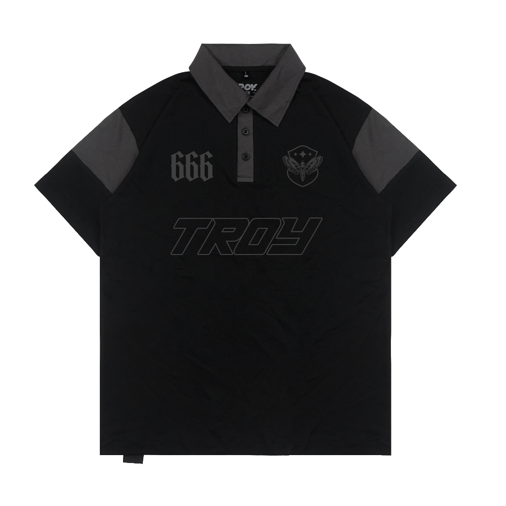 Jual Troy Company Wangky Polo Shirt Black Grey Moth - Kaos Polo Hitam ...