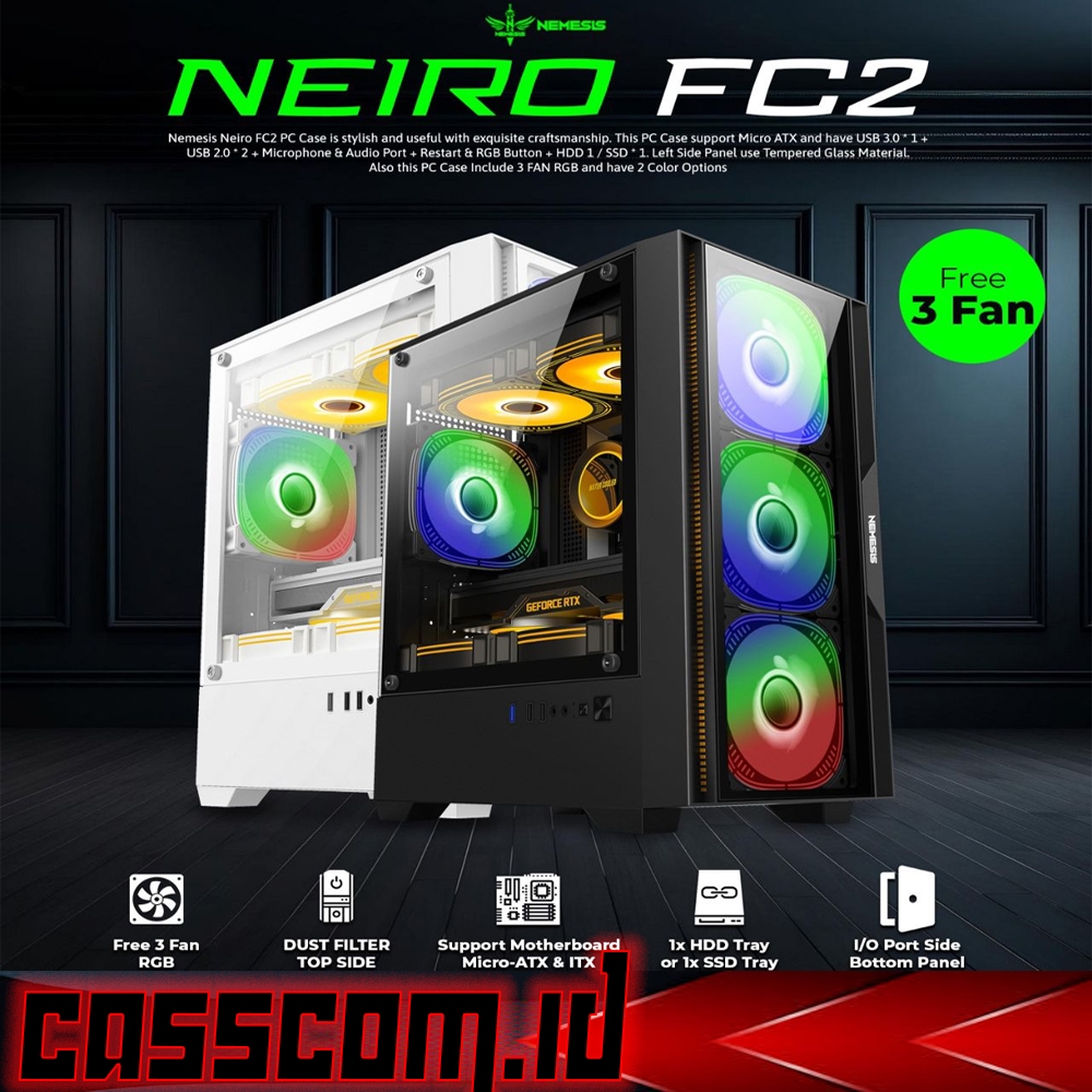 Jual Casing NYK Nemesis NEIRO FC2 Free 3 Fan RGB - PC Gaming Case M-ATX ...