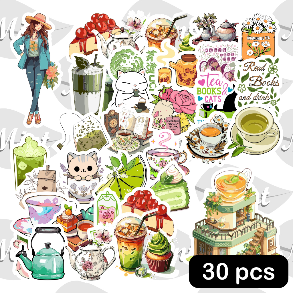 Jual (30 pcs) Stiker Tea | sticker teh journaling journal jurnaling ...