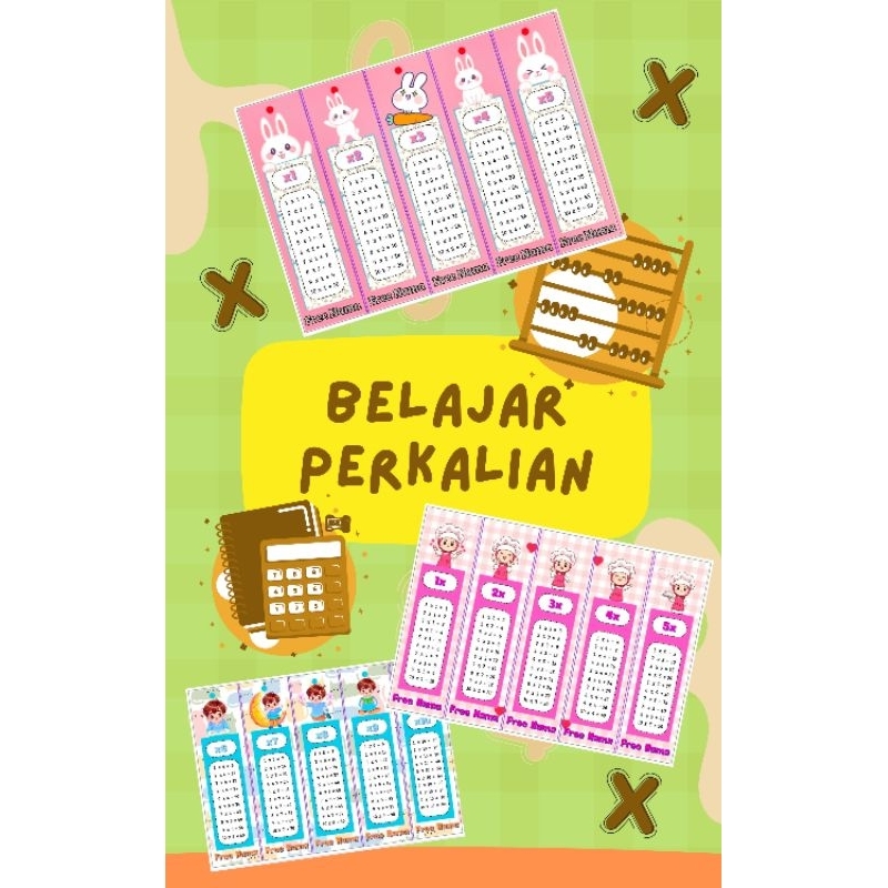 Jual Tabel Perkalian Pembagian Penjumlahan Pengurangan Anak Custom Tema ...