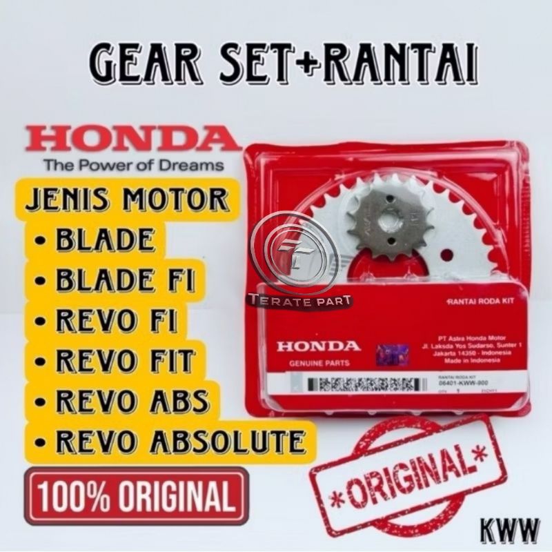 Jual ORIGINAL GEAR SET+RANTAI KWW/KWB HONDA BLADE, BLADE FI, REVO FI, REVO FIT, REVO ABSOLUTE ...