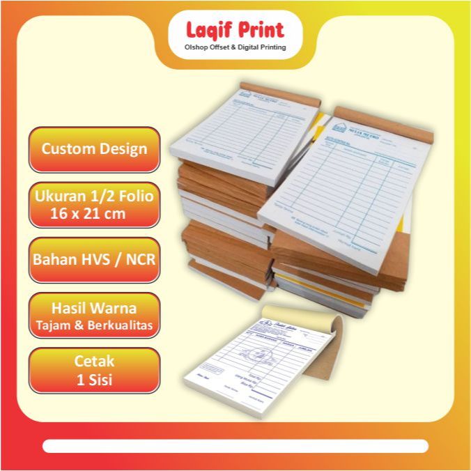 Jual Nota ukuran 1/2 folio 1, 2, 3 Ply untuk nota bengkel, nota toko ...