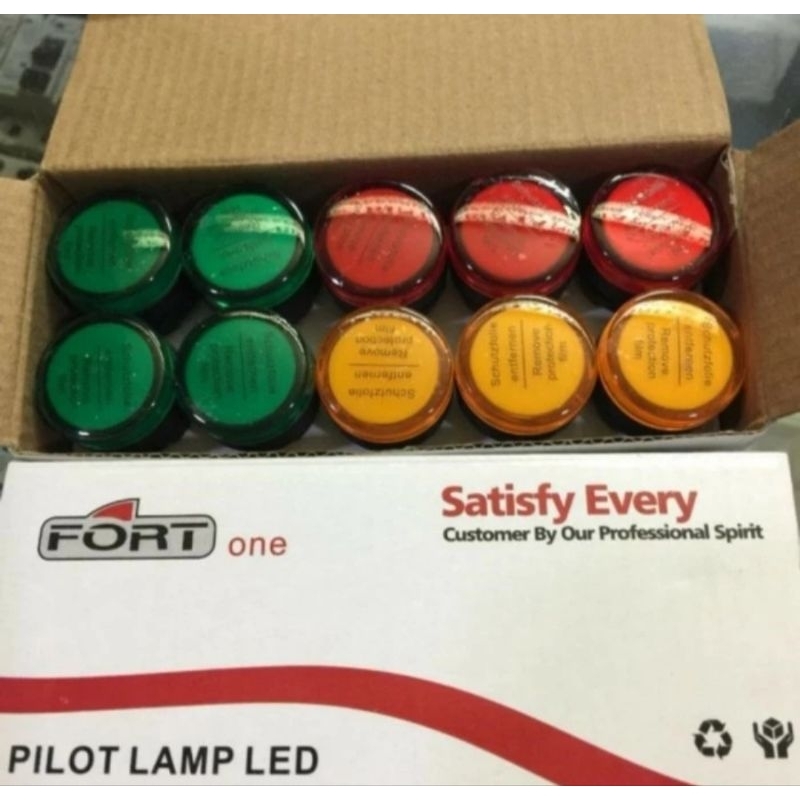 Jual Fort Pilot lamp 22mm 24vdc red green yellow Lampu indikator panel ...
