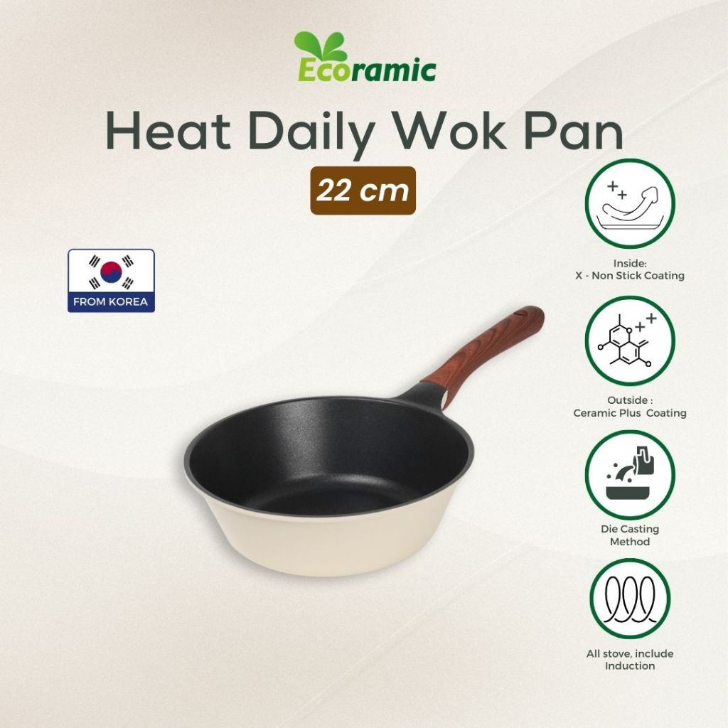 Jual Ecoramic Heat Daily Wok Pan IH 22cm - Wajan & Panci Anti Lengket & Tahan Gores Ceramic ...