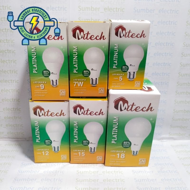 Jual lampu bohlam LED MITECH PLATINUM 5W 7W 9W 12W 15W 18W | Shopee Indonesia