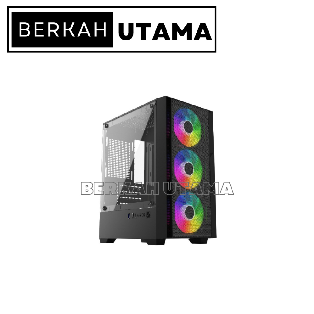 Jual CASING GAMING RAPTOR MX-1 MX1 + 3 FAN RGB - FRONT MESH AIRFLOW ...