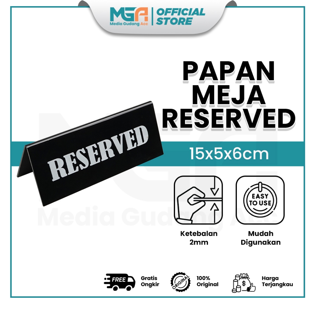 Jual Papan Meja Reserved Akrilik Stand Sign Table Hitam 15cm x 6cm ...