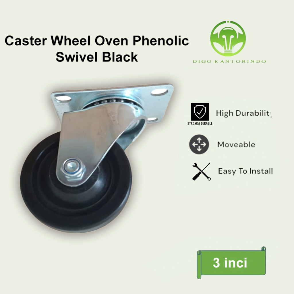 Jual Roda Kastor Oven Hitam Tahan Panas Hidup 3 Inci Caster Wheel ...