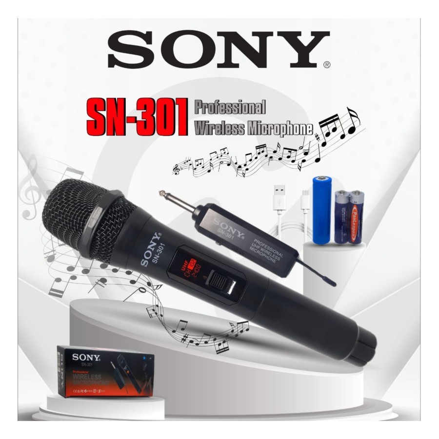 Jual Sony Mic WIRELESS SONY SN-301 microphone tanpa kabel UHF Single ...