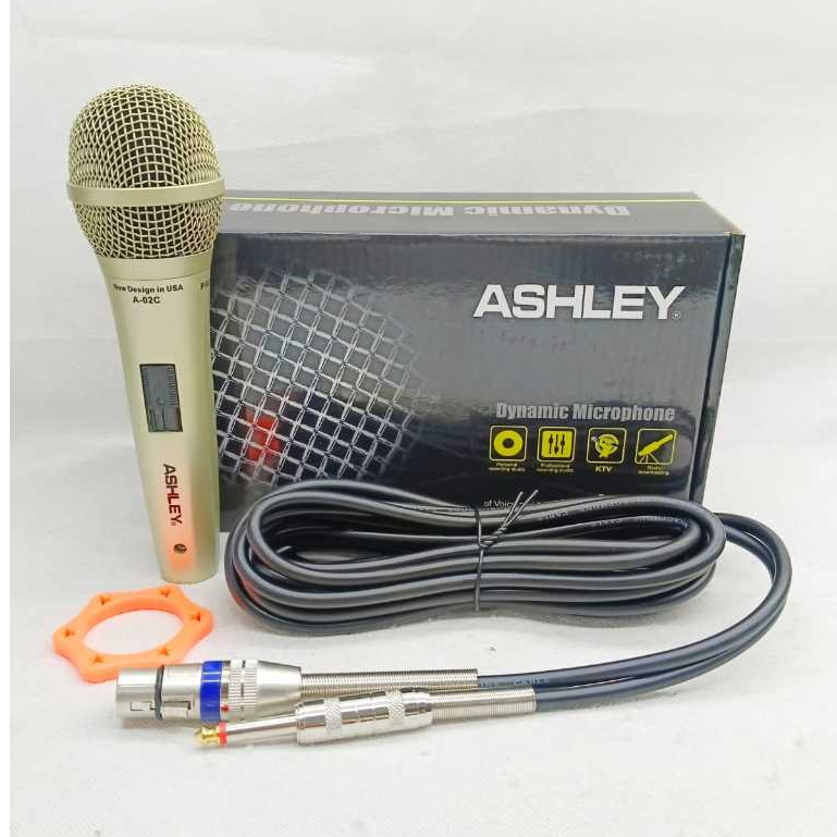 Jual Mikrofon Ashley A02 Dynamic microphon ashley bonus kabel 6 meter ...