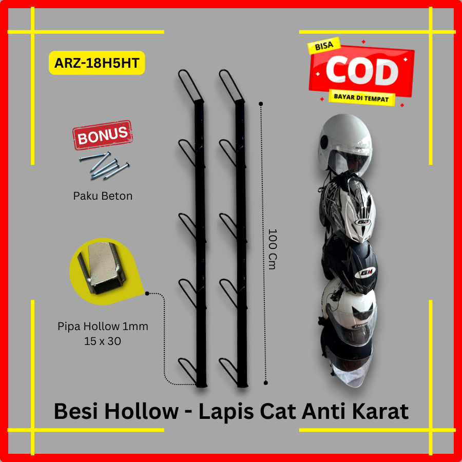 Jual Rak Gantungan Helm Susun - Rak Penyimpanan Helm Dinding Bahan Besi Hollow Lebih Kuat ...
