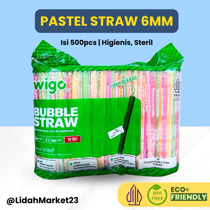 Jual Sedotan Steril Pastel Wigo 6mm 20cm Isi 500 Plastik Halal Untuk ...