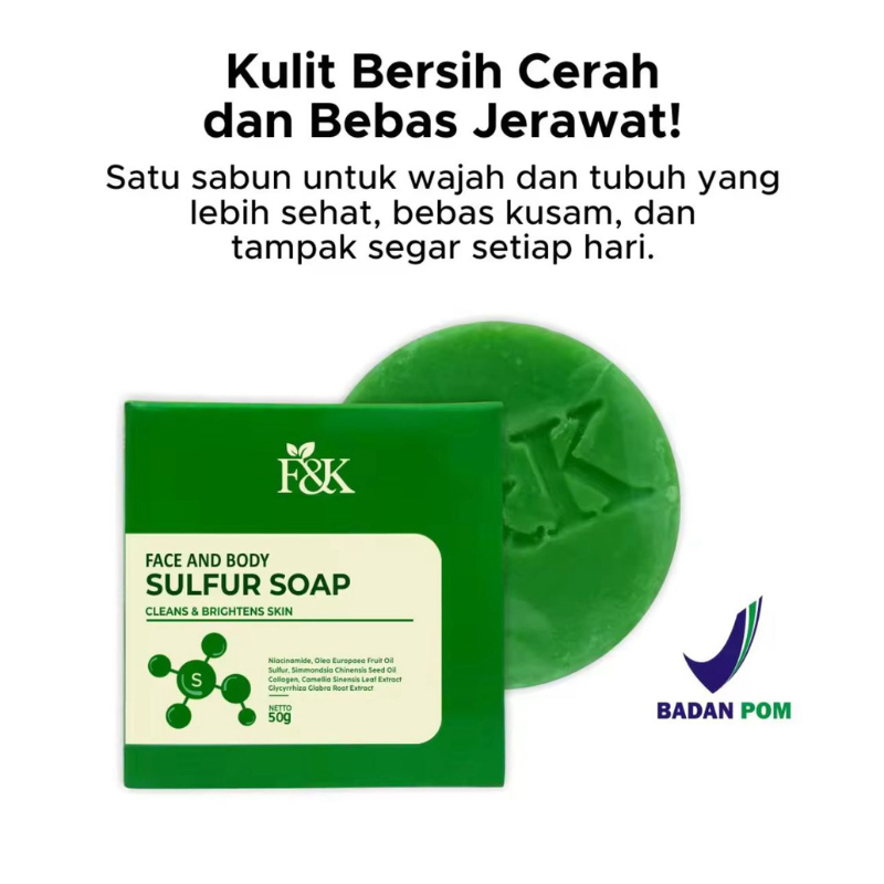 Jual F&K Sabun Sulfur Obat Kulit Gatal / Sulfur Soap Face and Body 50g ...