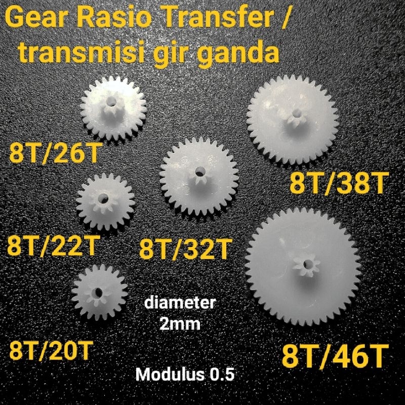 Jual Gear Ganda Rasio Transfer Transmisi roda gir untuk mainan mobil RC Berbagai macam ukuran ...