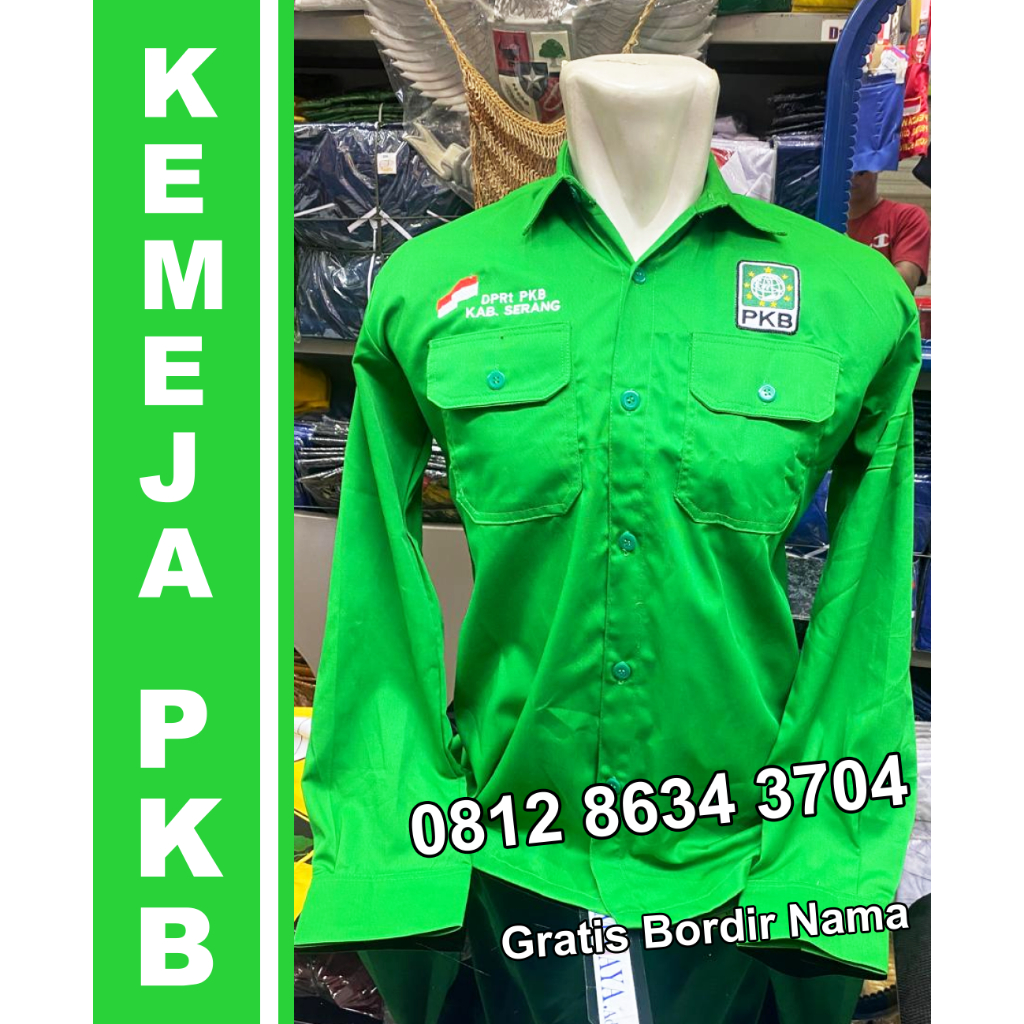 Jual kemeja pkb lengan panjang hijau terbaru DPP | Shopee Indonesia