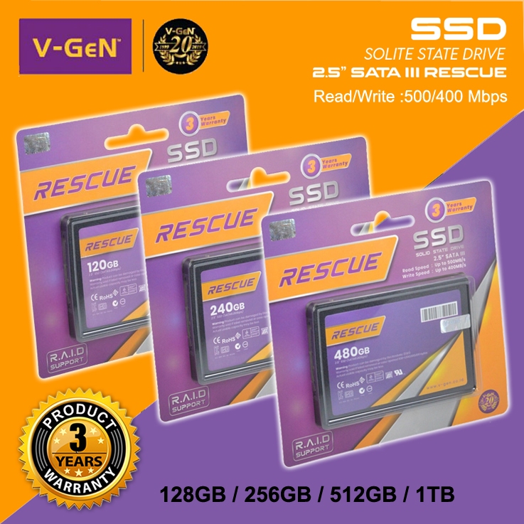 Jual SSD V-GeN Rescue 1TB 512GB 256GB 128GB SATA III 2.5 Inch | Shopee ...