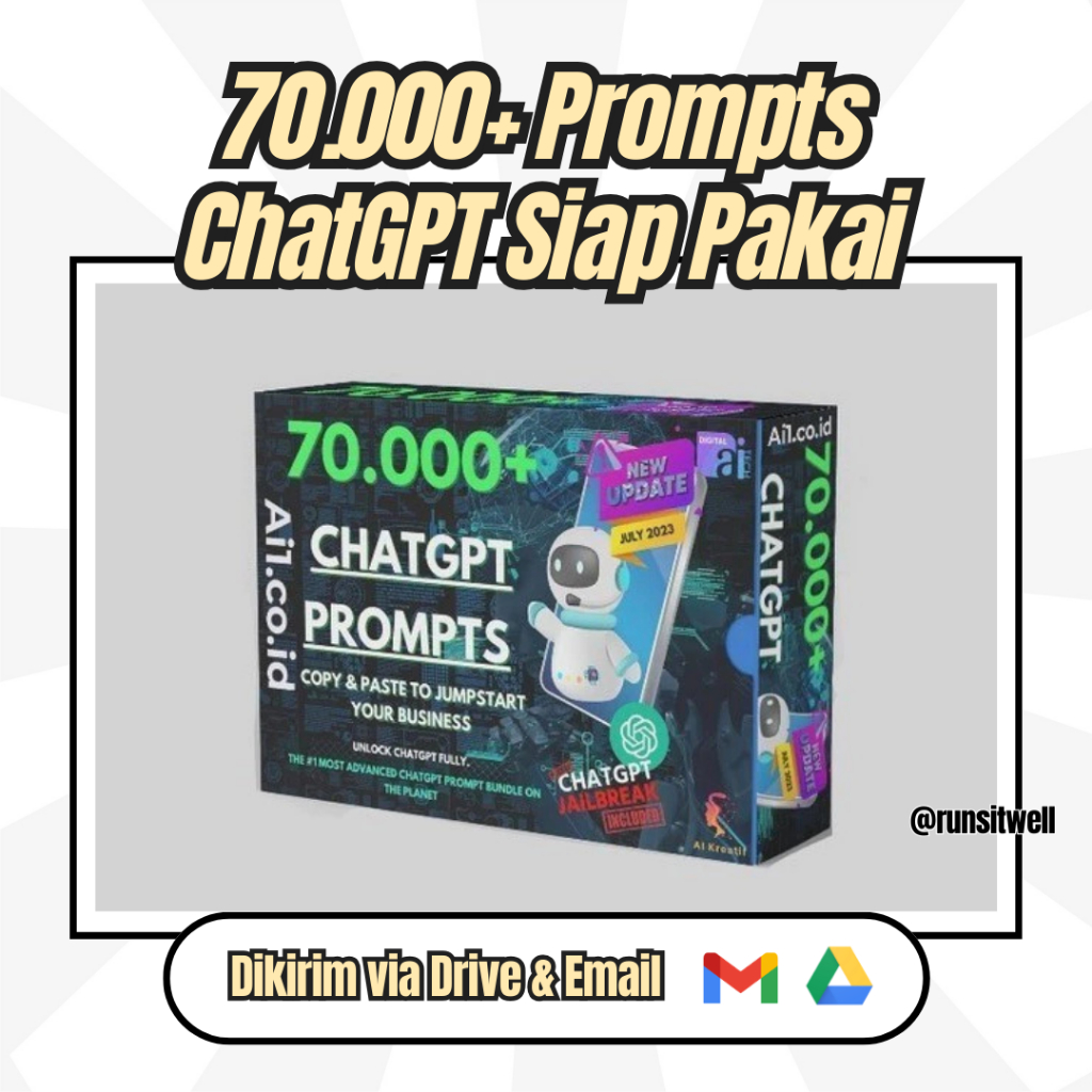Jual 70.000+ Prompts ChatGPT Mega Pack: Prompt Siap Pakai, Solusi Terbaik Buat Sukses Bisnis ...