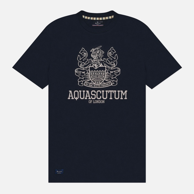 Jual Aquascutum Large Bold Aldia Brand Logo T-Shirt In Navy | Shopee ...