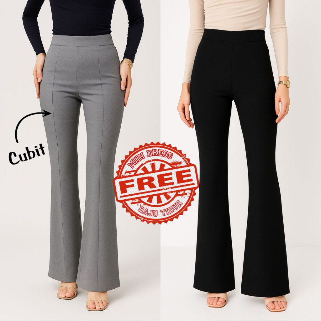 Jual Qfash – (CUTBRAY SCUBA PREMIUM) Celana Fit Flare Pants - Highwaist Flare Pants Cubit ...