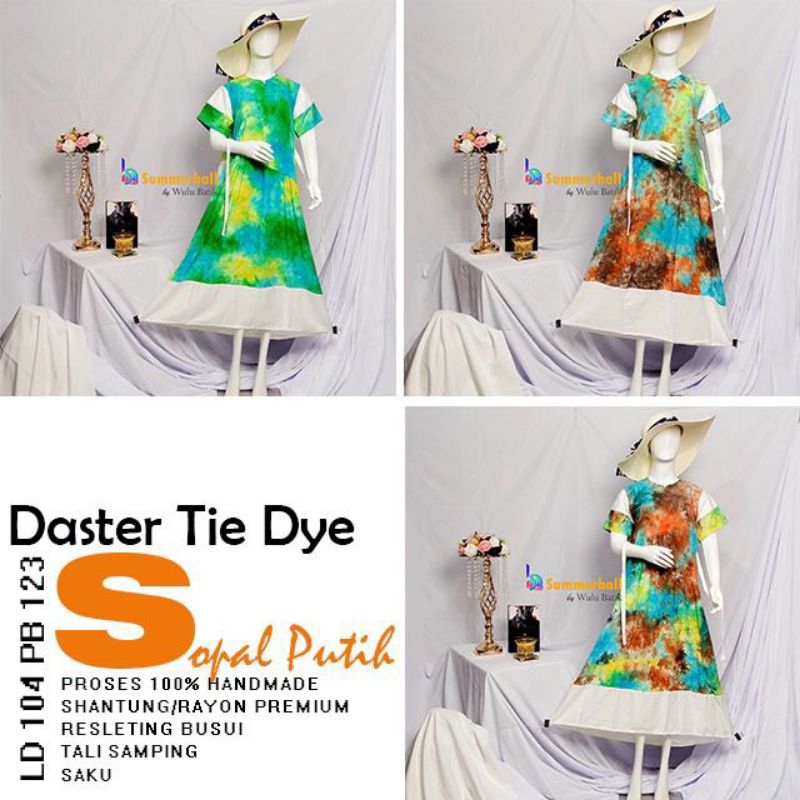 Jual DASTER Pelangi Longdress Tie Dye Sopal Putih Motif Smoke Abstrak ...
