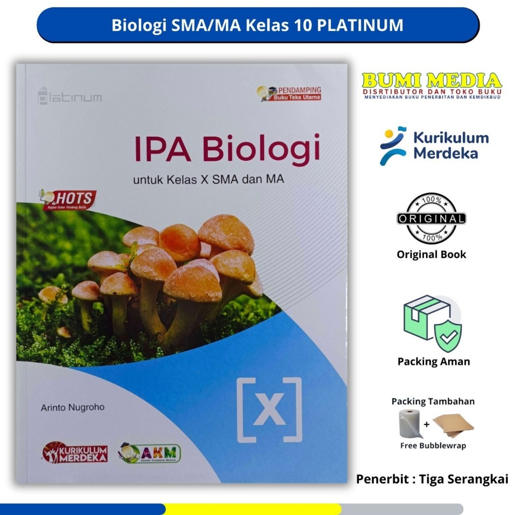 Jual Buku Biologi Revisi1 SMA/MA Kelas 10 Tiga Serangkai PLATINUM Kurikulum Merdeka "IPA Biologi ...